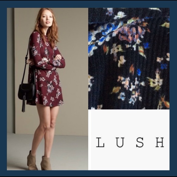 Lulus | Dresses | Lulus Lush Ribbed Knit Dress In Navy Floral | Poshmark